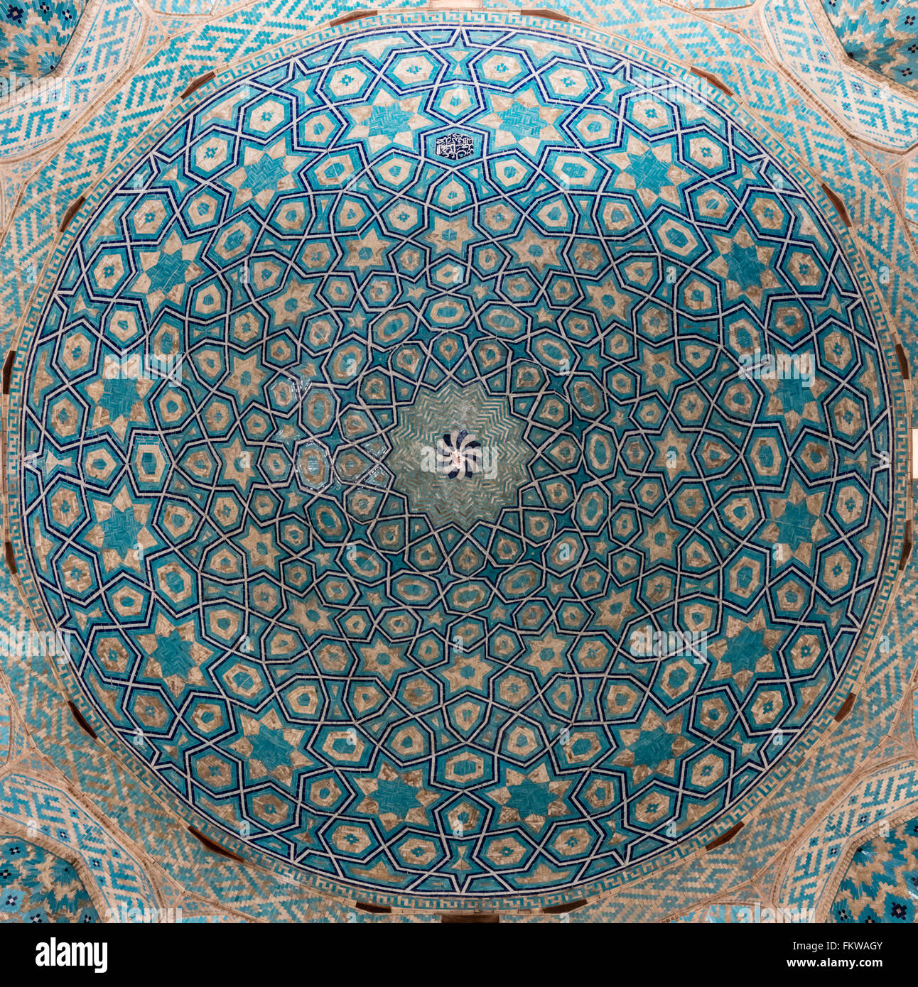 Mosaic tile dome of Masjed-e Jame (Friday Mosque) Yazd, Iram Stock ...