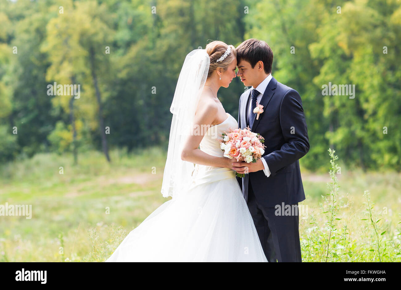 Wedding, Beautiful Romantic moment of Bride and Groom Stock Photo - Alamy