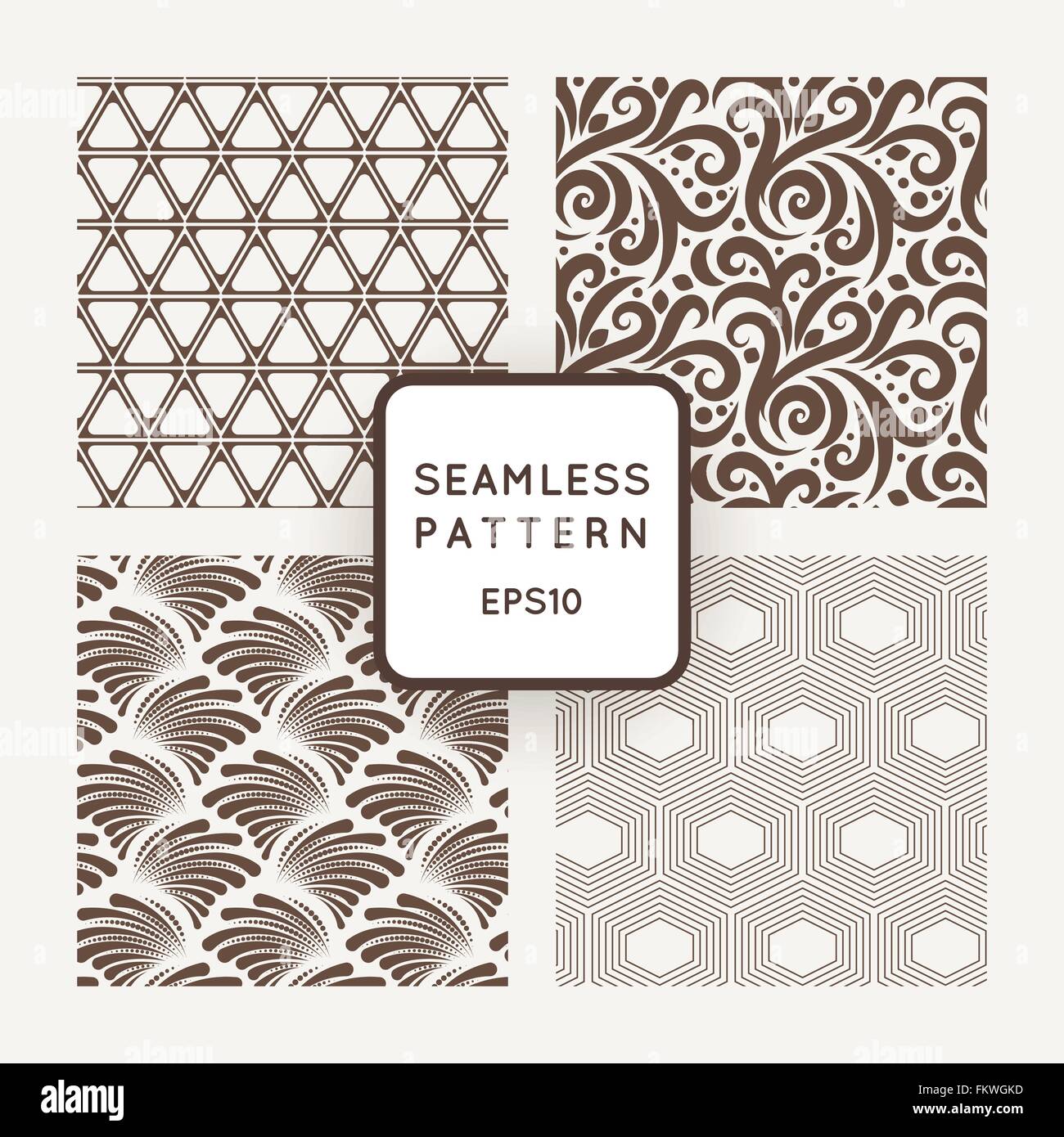 Set of four vector seamless patterns with plants and geometric figures ...