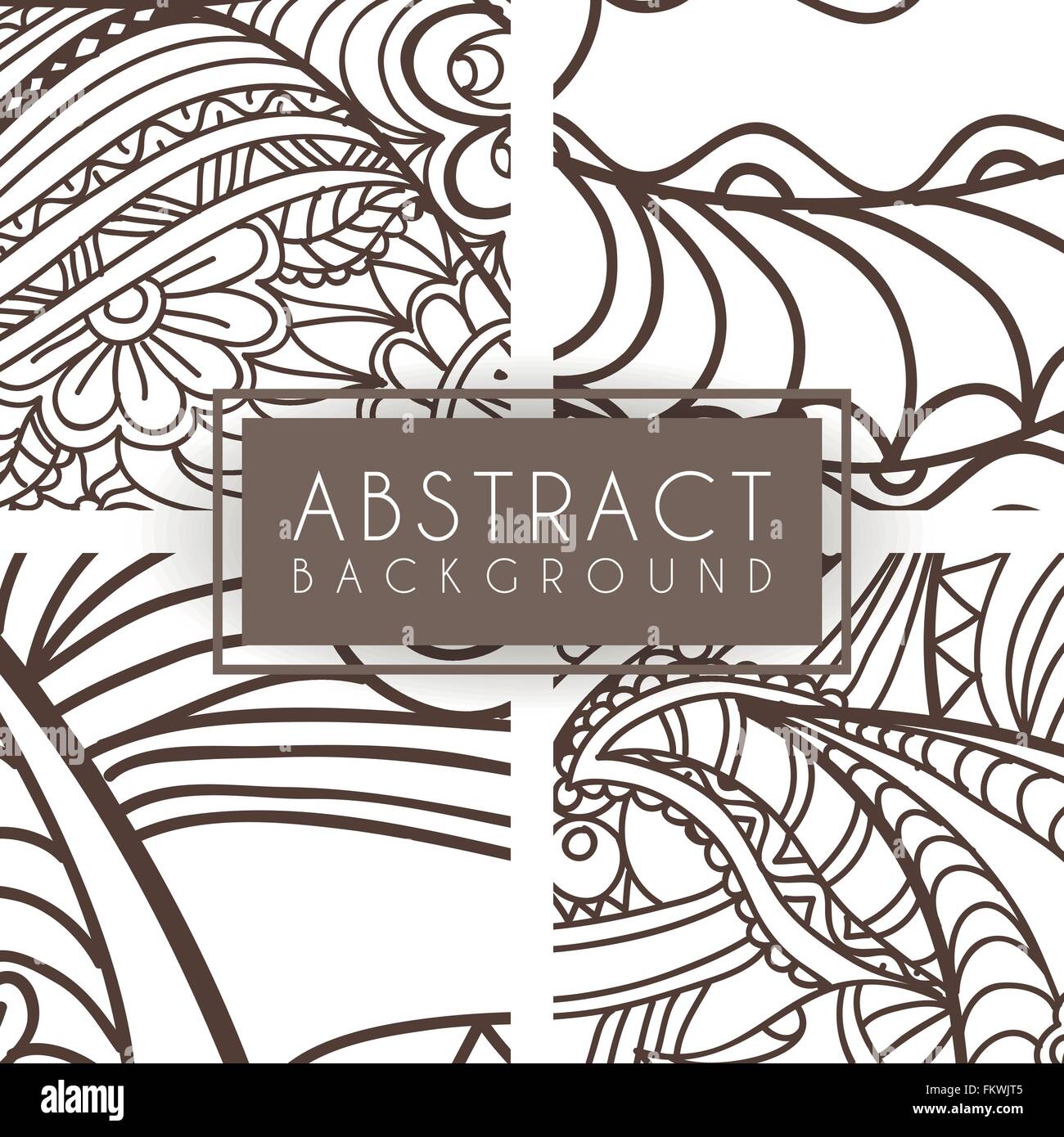 Set of four vector monochrome intricate patterns. Doodle. Zentangle ...