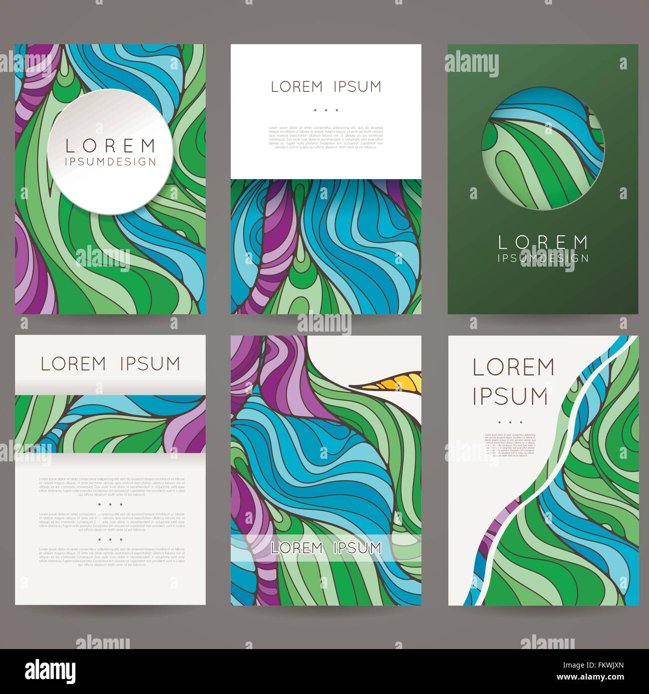 Set of vector design templates. Brochures in random colorful style ...