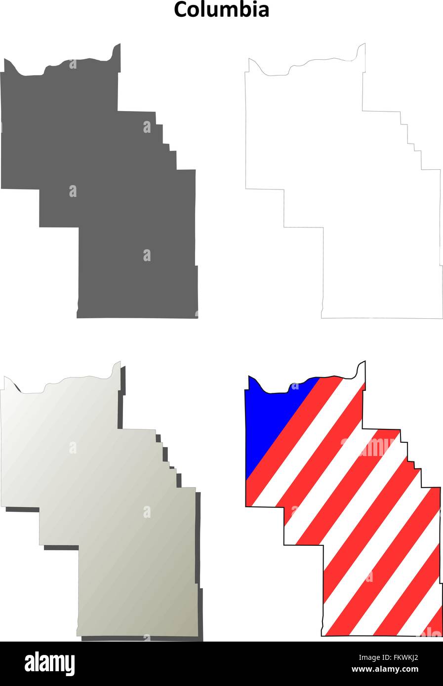 Columbia County, Washington outline map set Stock Vector Image & Art - Alamy