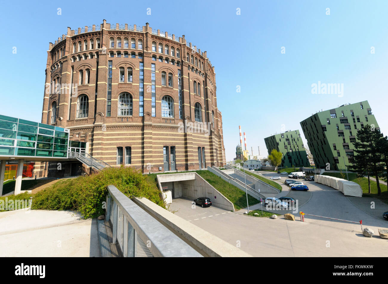 The gasometers of the former Vienna municipal gas works (Gaswerk ...