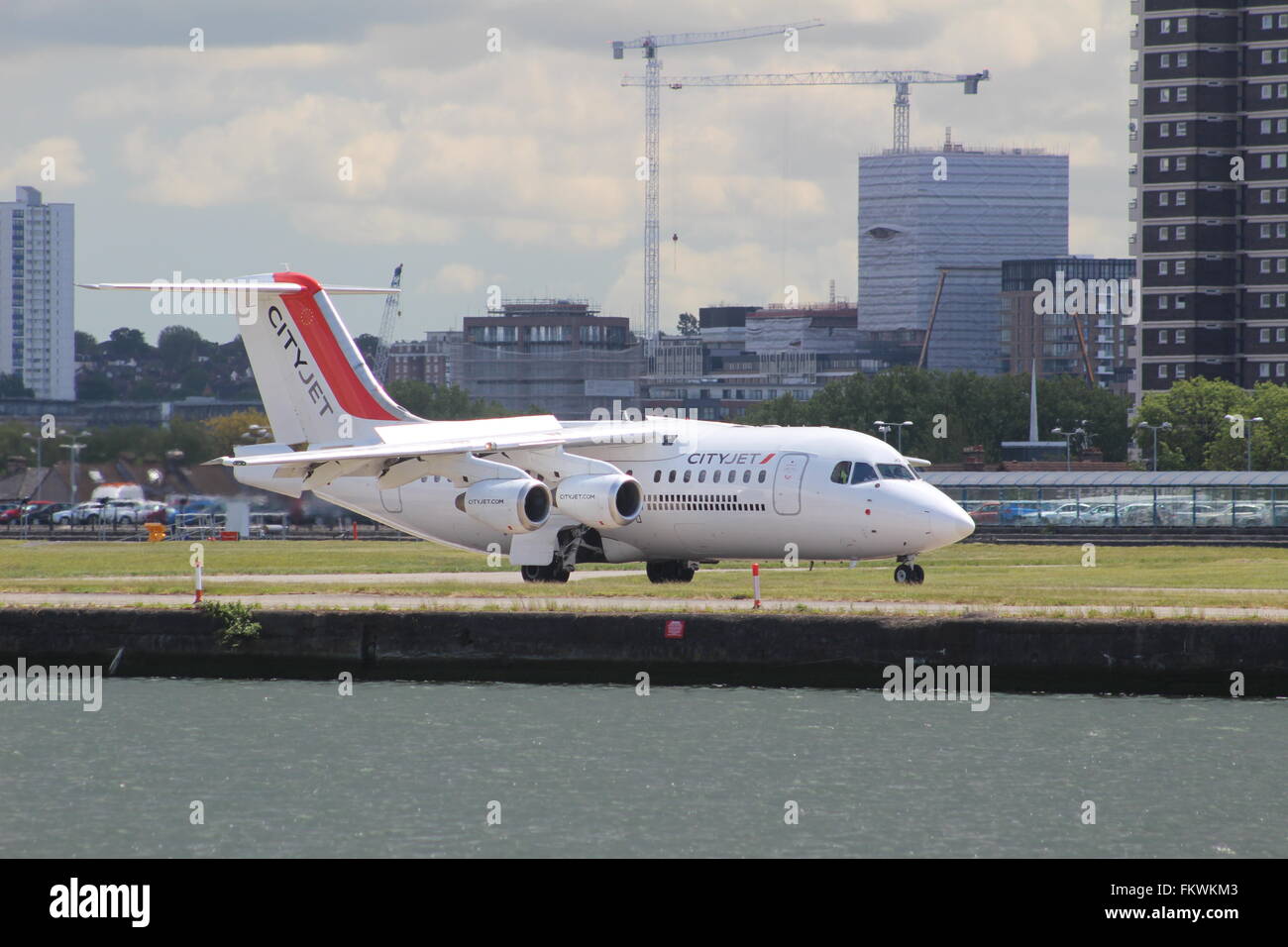 Avro city jet at london city Stock Photo - Alamy