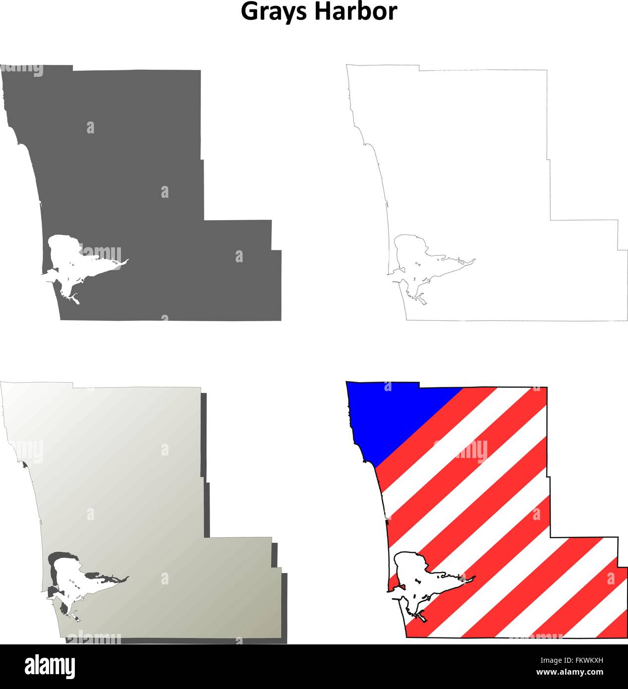 Grays Harbor County, Washington outline map set Stock Vector Image ...