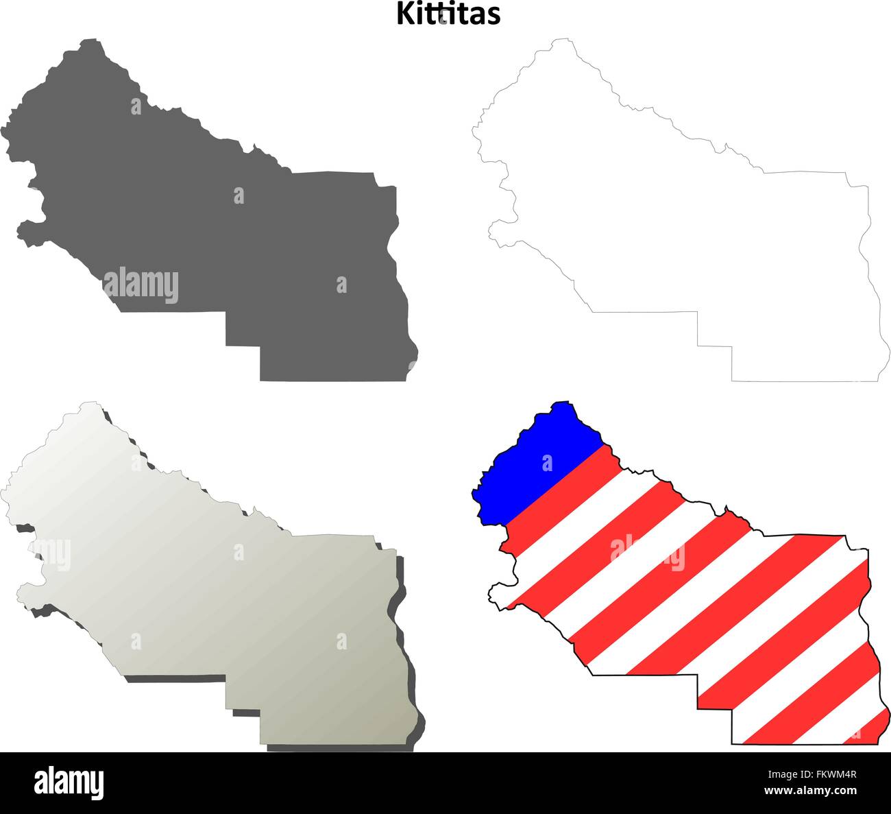 Kittitas County, Washington outline map set Stock Vector Image & Art ...