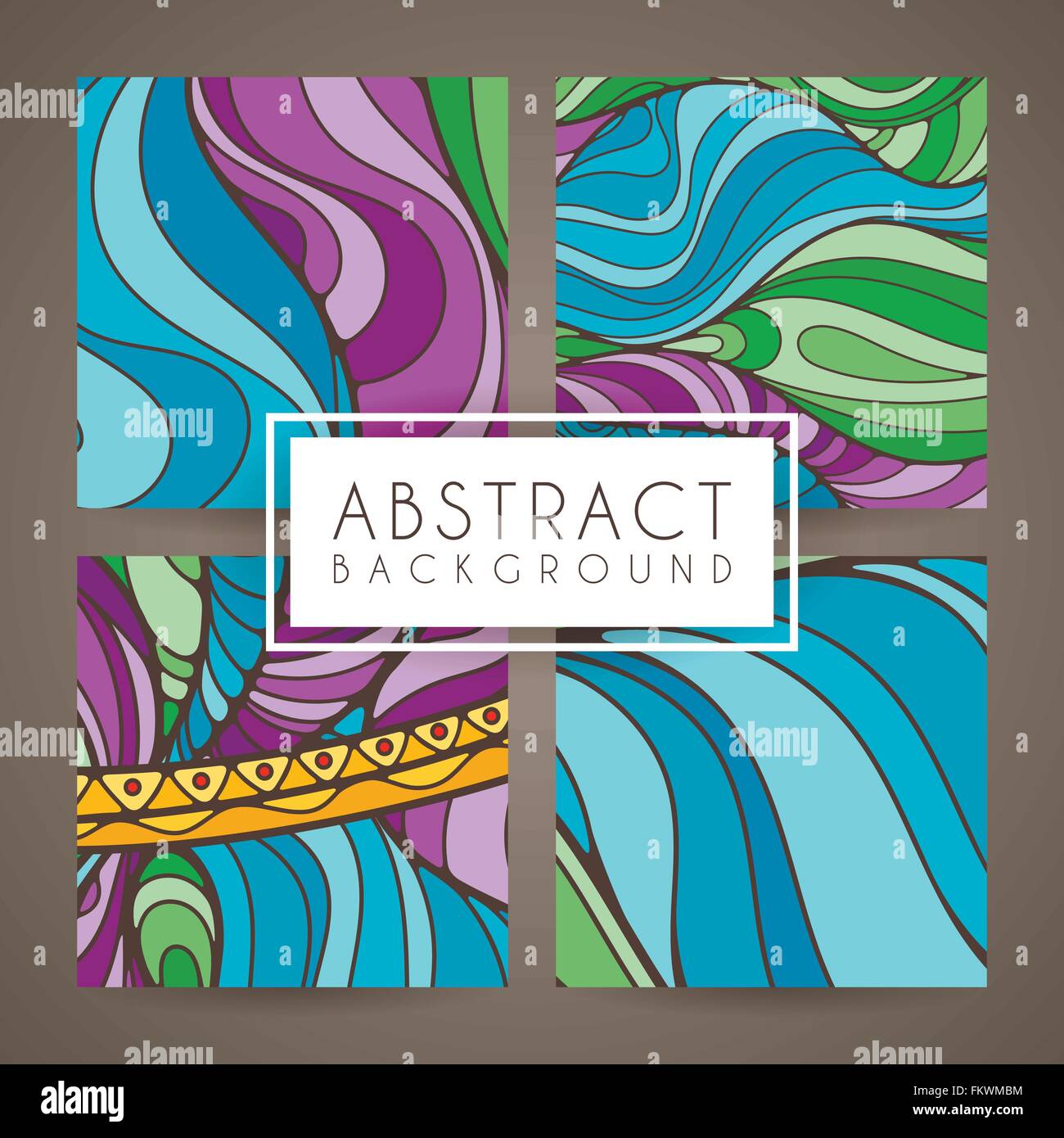 Set of four vector colorful intricate patterns. Doodle. Zentangle Stock ...