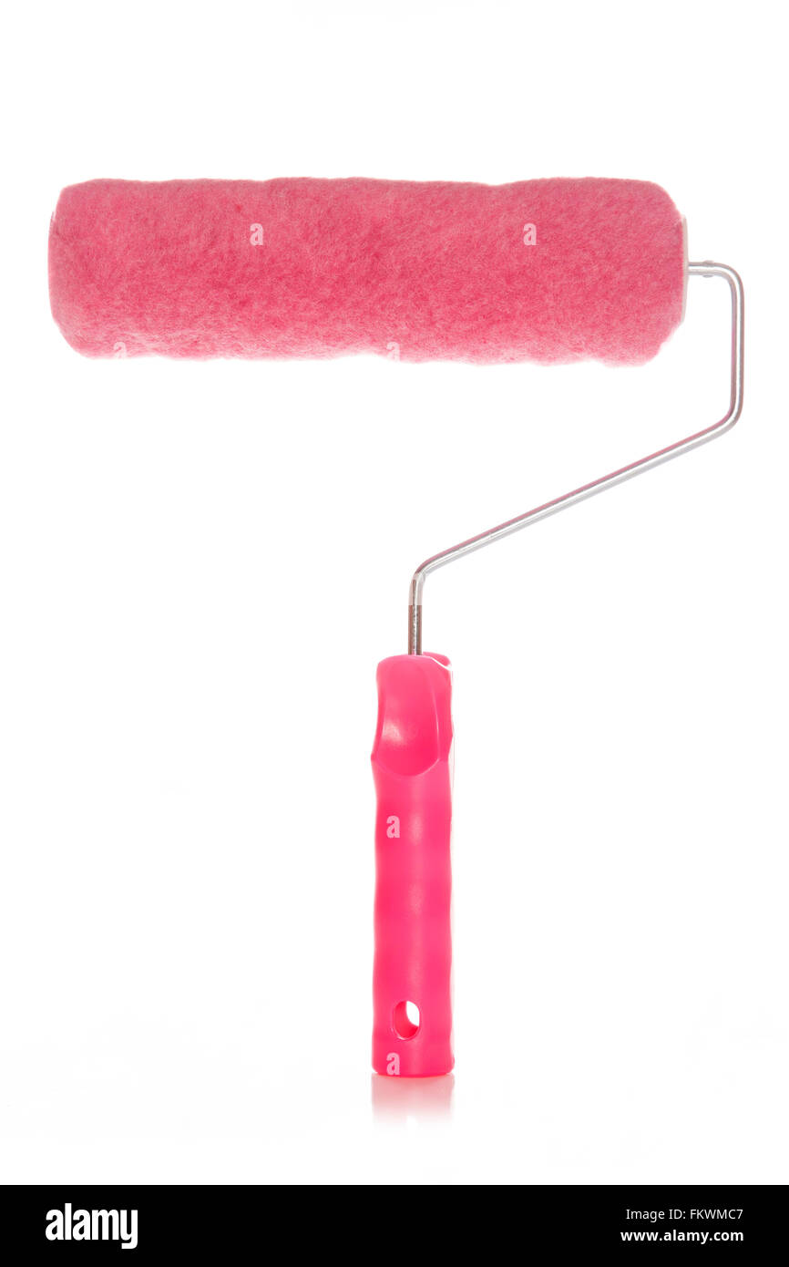 pink paint roller studio cutout Stock Photo - Alamy
