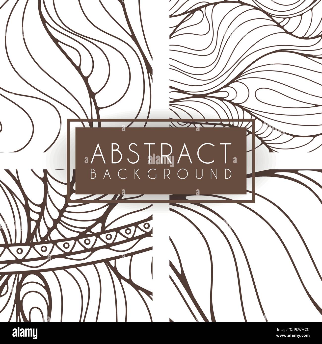 Set of four vector monochrome intricate patterns. Doodle. Zentangle ...