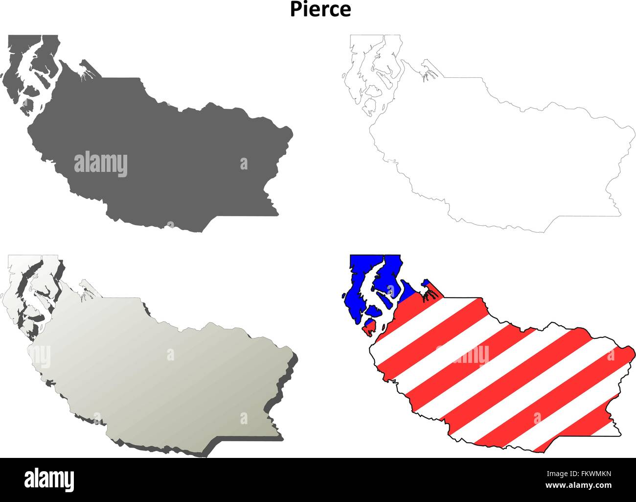 Pierce County Washington Outline Map Set Stock Vector Image And Art Alamy