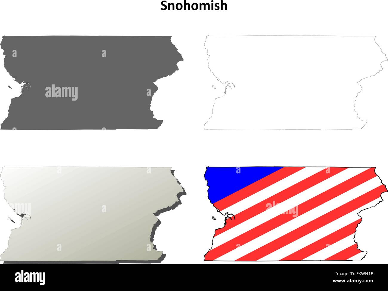 Snohomish County, Washington outline map set Stock Vector Image & Art ...
