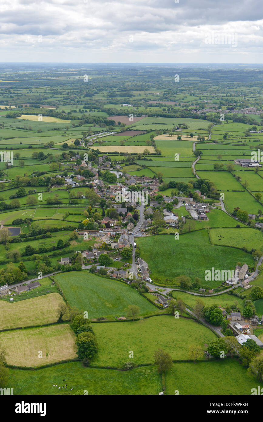 An aerial view of the village of Grewelthorpe and surrounding North ...