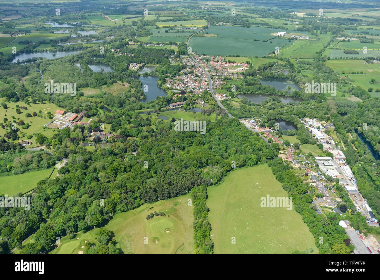 An aerial view of the Norfolk village of Great Witchingham Stock Photo ...