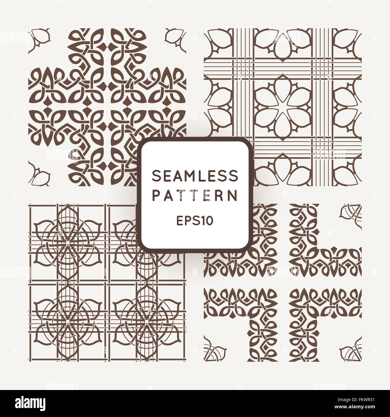 Set of vector seamless color pattern, intersecting lines, and wicker in Irish style Stock Vector ...