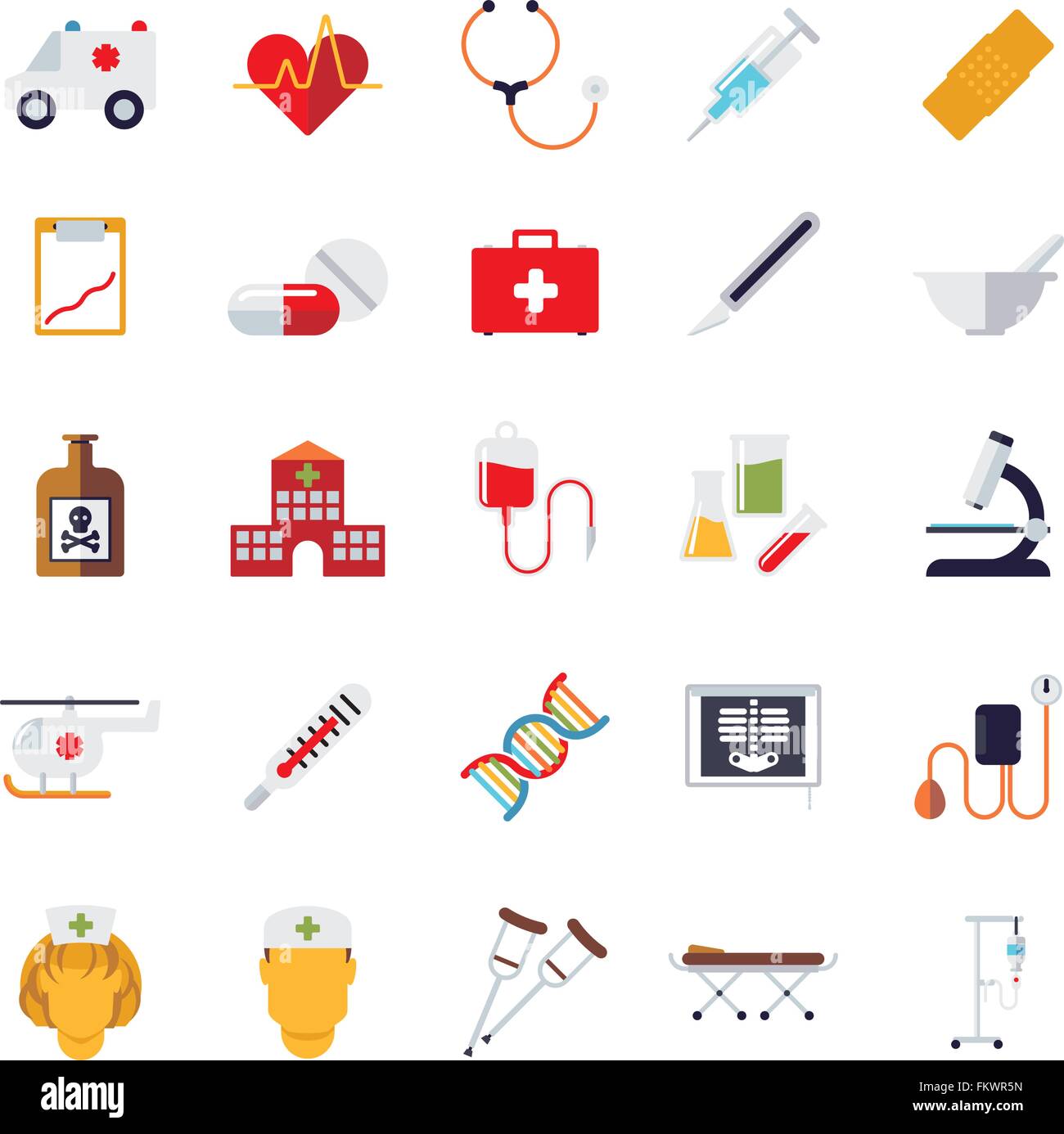 Set of 25 medical and healthcare related icons, flat design, isolated ...