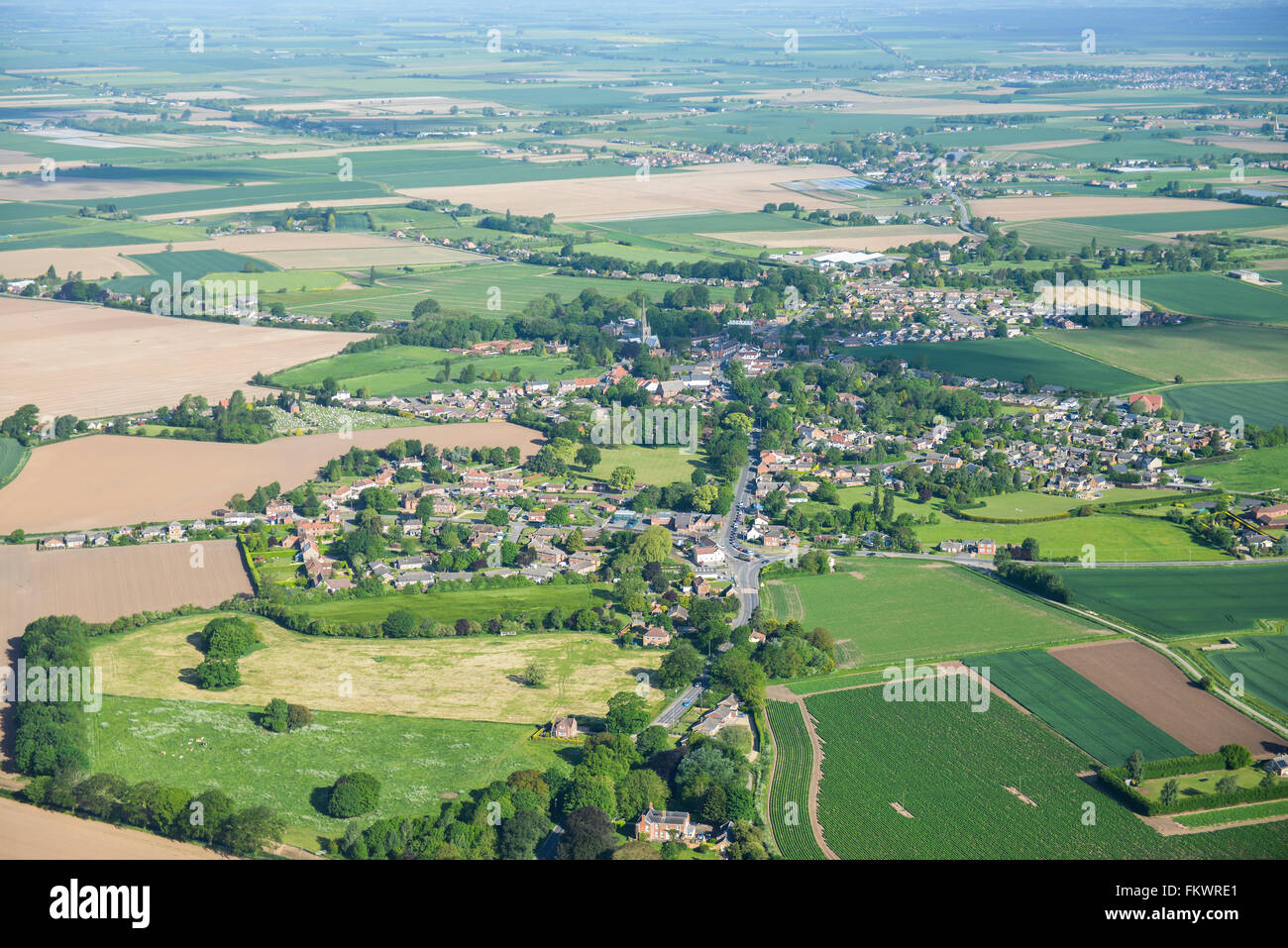 An aerial view of the village of Gosberton and surrounding Lincolnshire ...