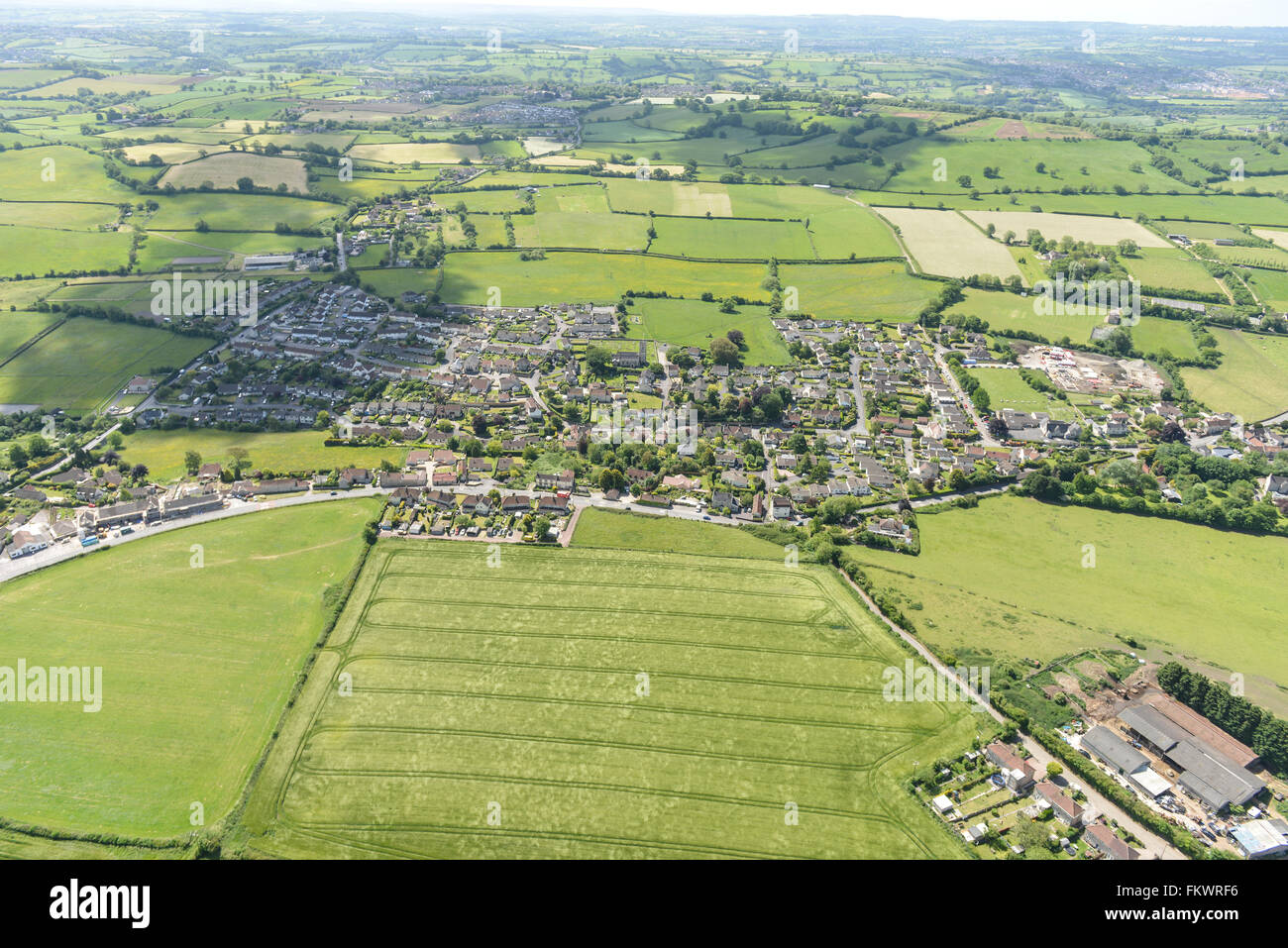 An aerial view of the Somerset village of Farmborough and surrounding ...