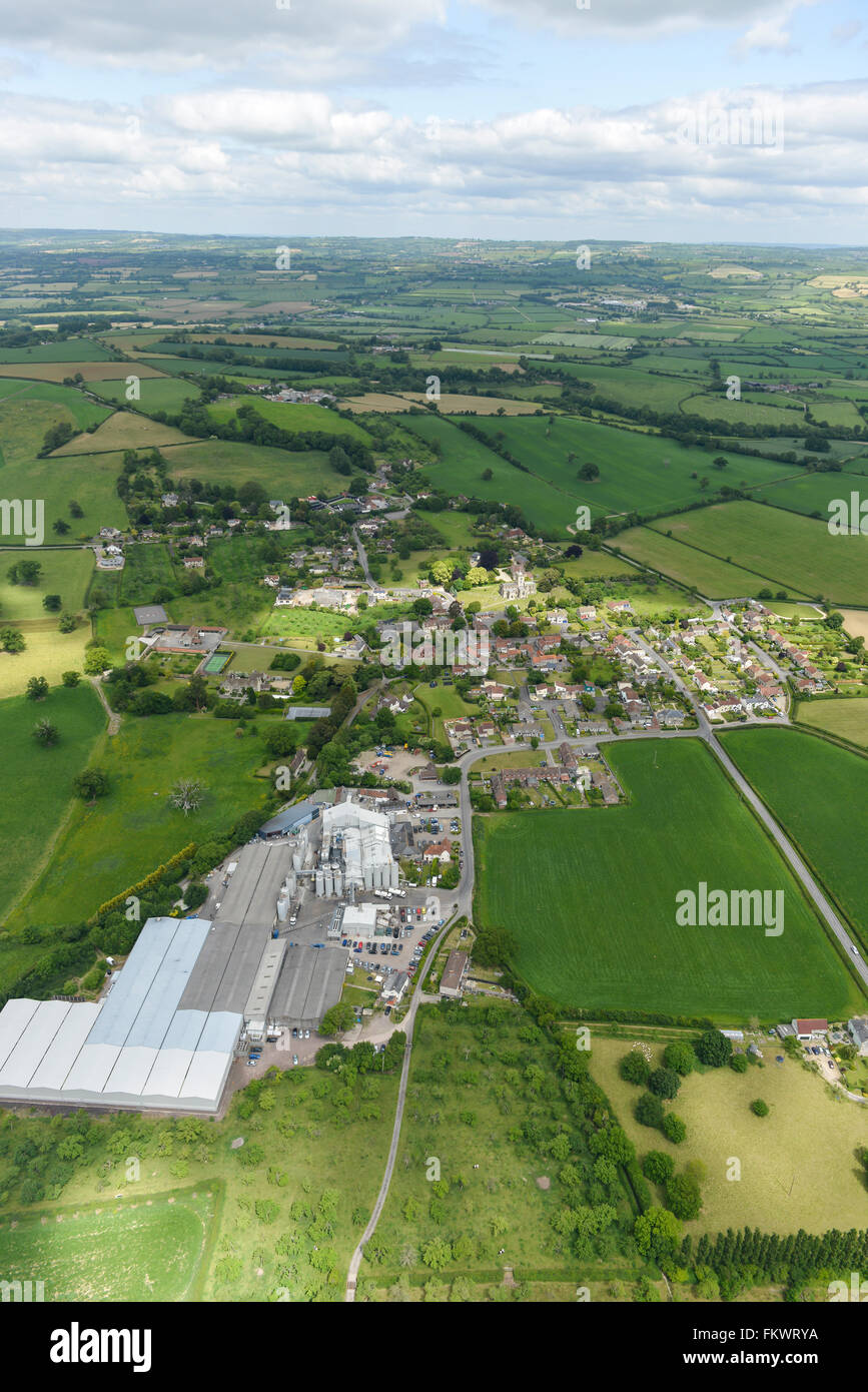 An aerial view of the Somerset village of Ditcheat Stock Photo - Alamy