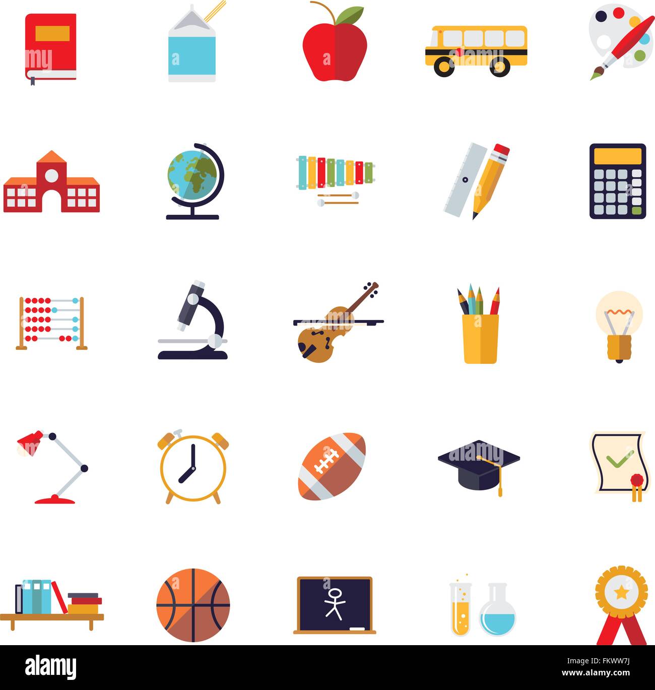 Set of 25 education, school, college and university related flat design ...