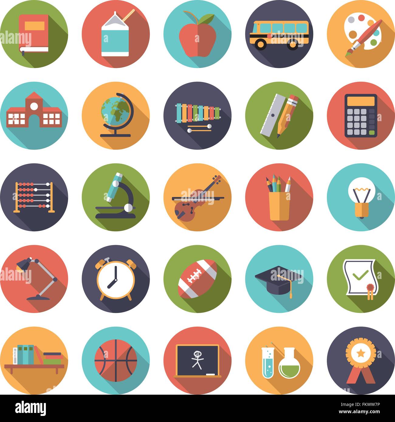 Set of 25 education, school, college and university related icons in ...