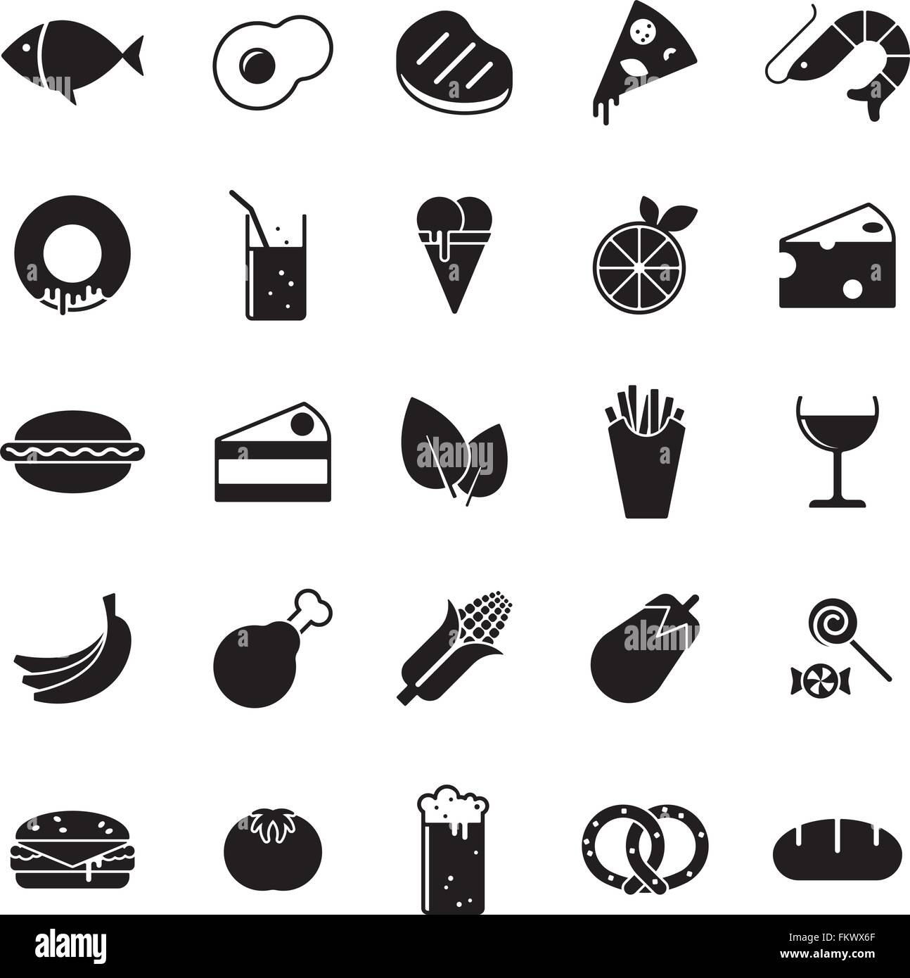 Collection of 25 solid food and drink icons Stock Vector Image & Art ...