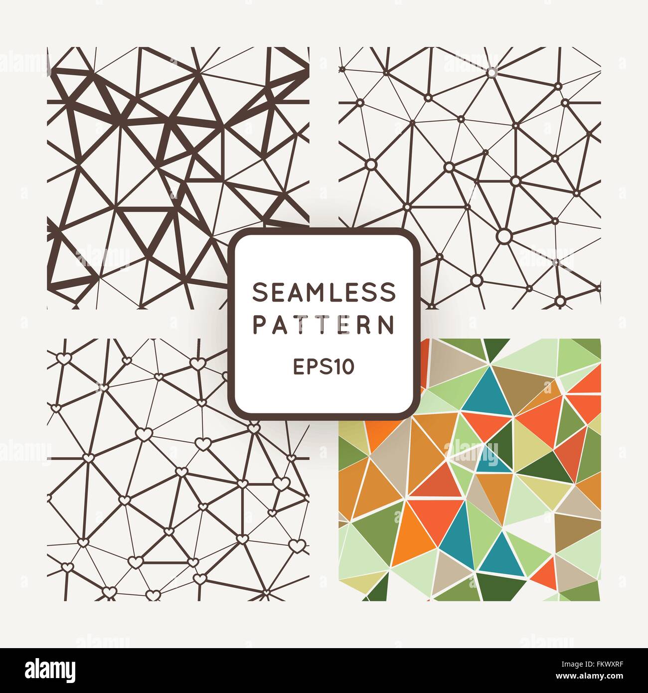 Set of four vector seamless patterns polygon with rings and hearts at ...