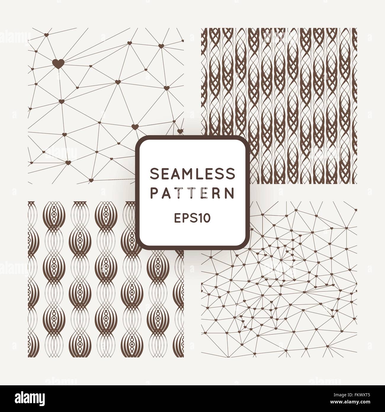 A set of four vector seamless patterns. Polygons. Grid. Wavy lines ...