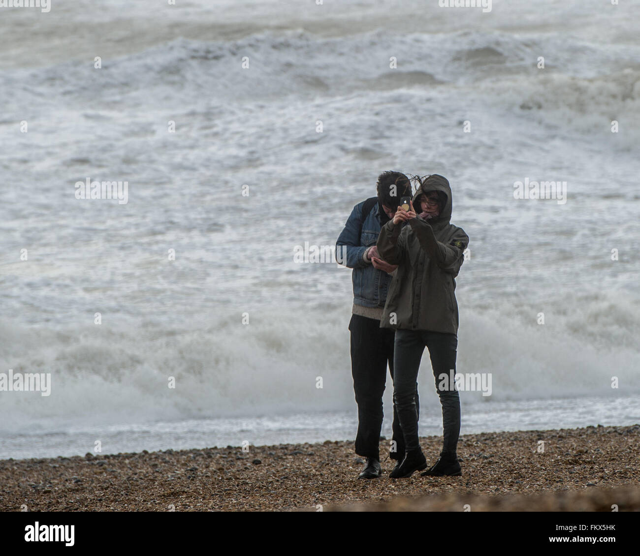 People take to the beach as Storm Imogen lashes Brighton Beach with ...