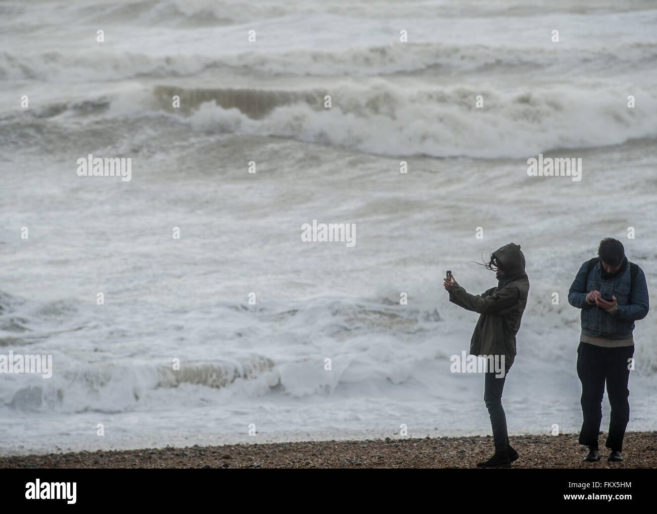 People take to the beach as Storm Imogen lashes Brighton Beach with ...