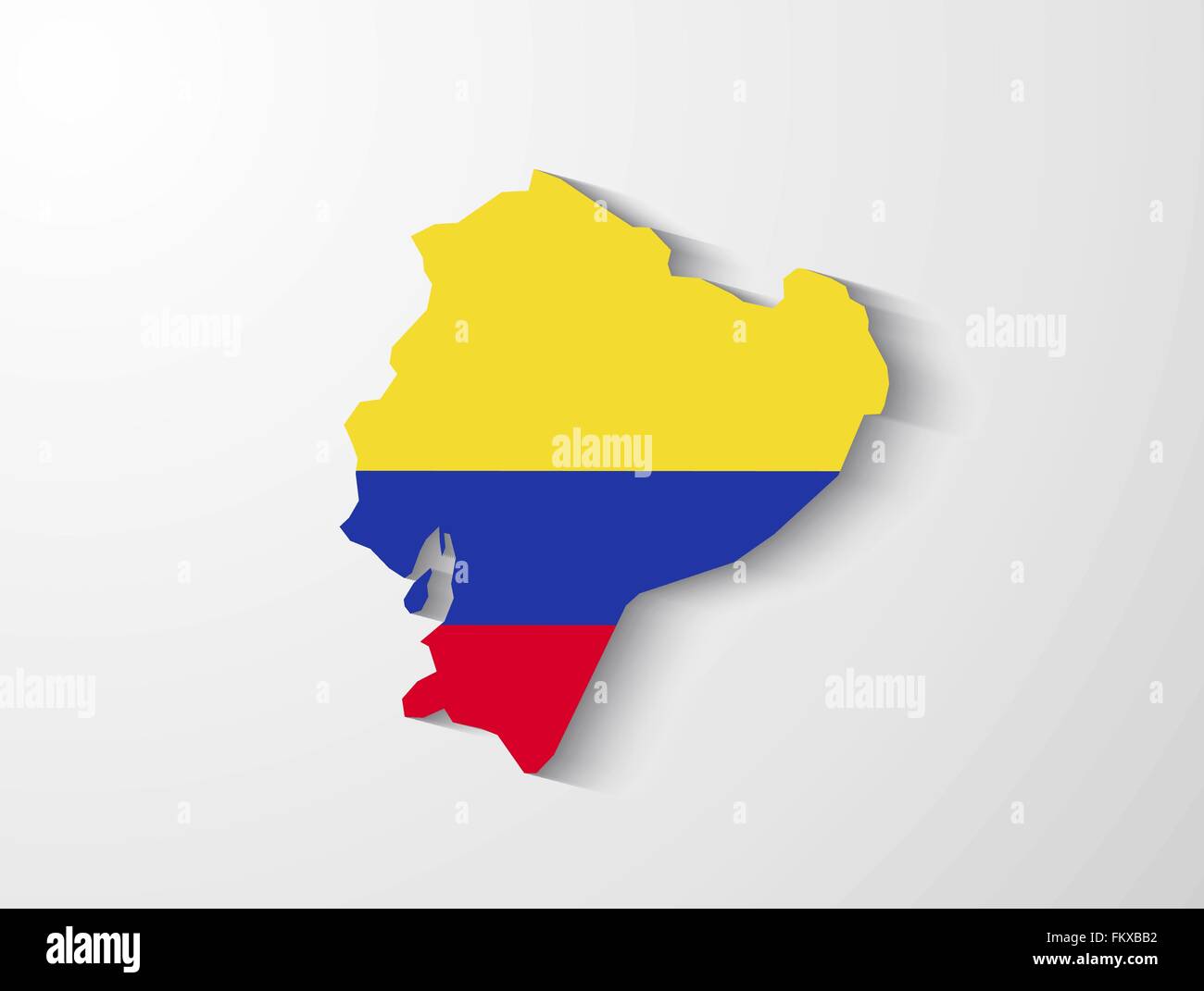 Ecuador country map with flag and shadow effect Stock Vector Image ...
