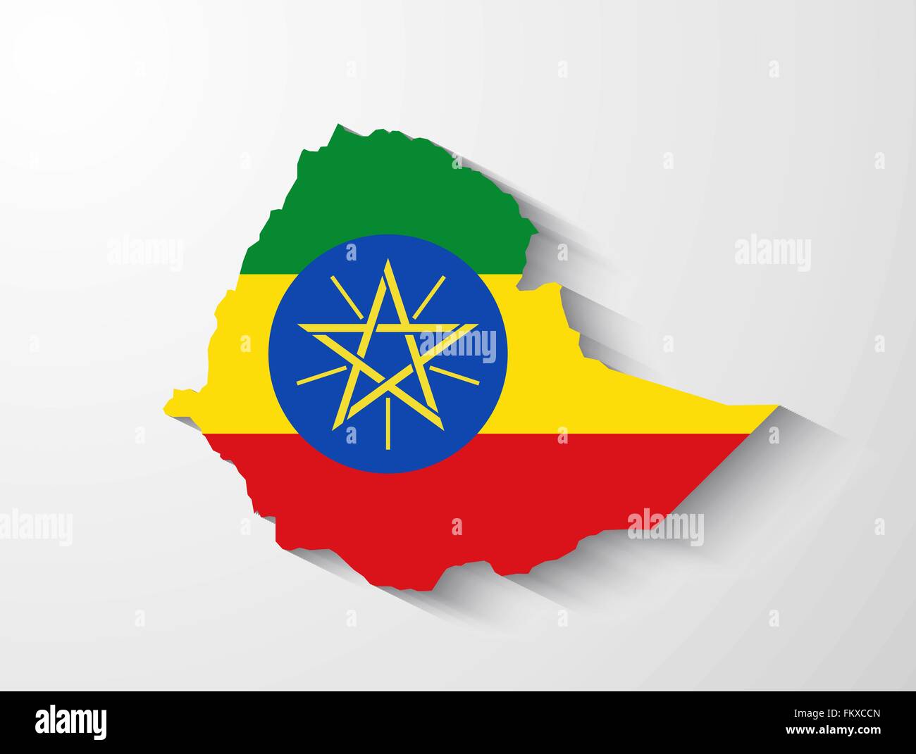 Ethiopia country map with flag and shadow effect Stock Vector Image ...