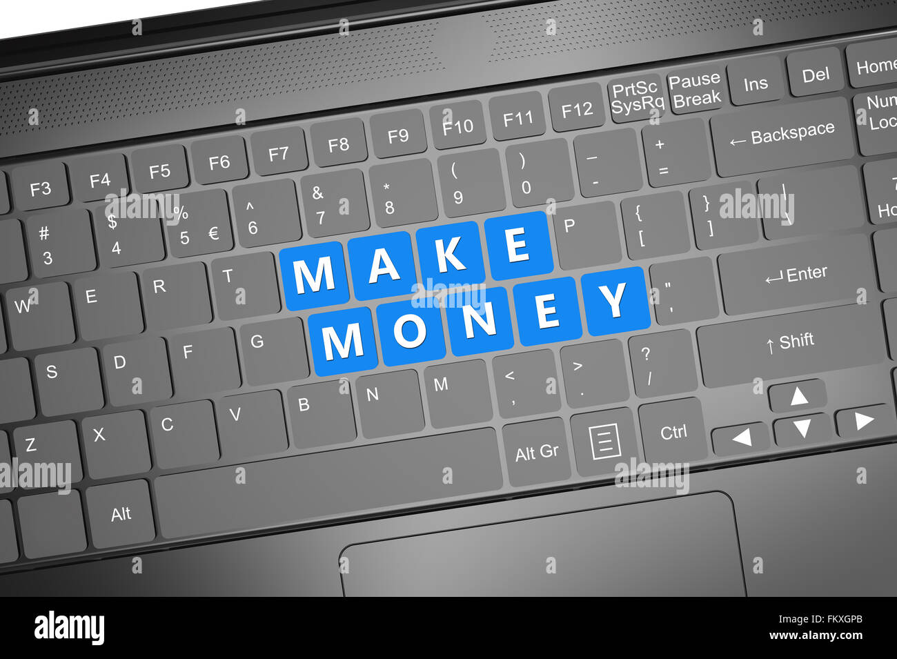 Keyboard with make money text: 3D render illustration Stock Photo - Alamy