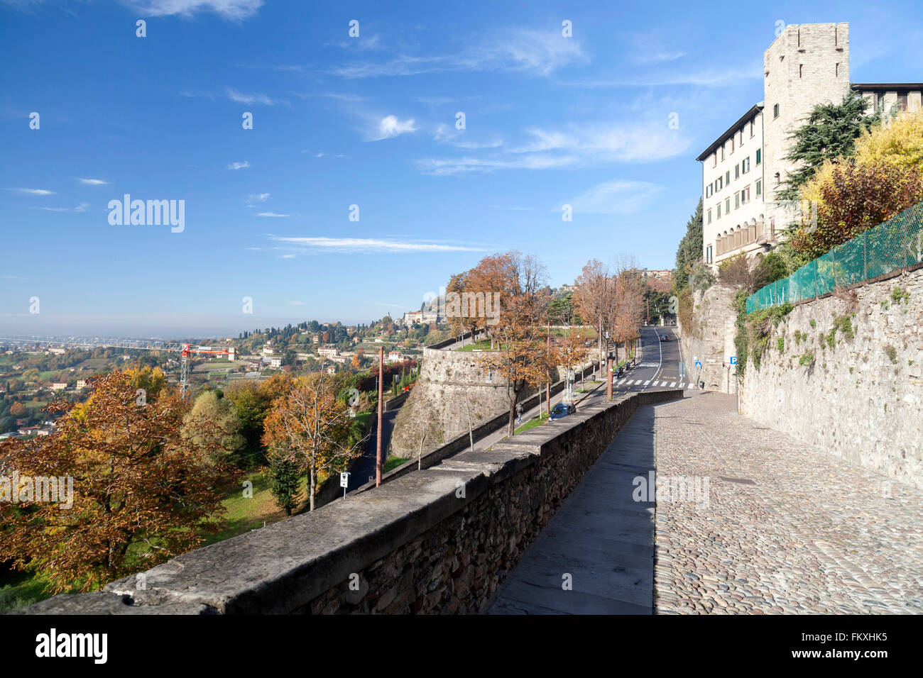 Walls view, built during the venetian domination, Città Alta, Bergamo ...