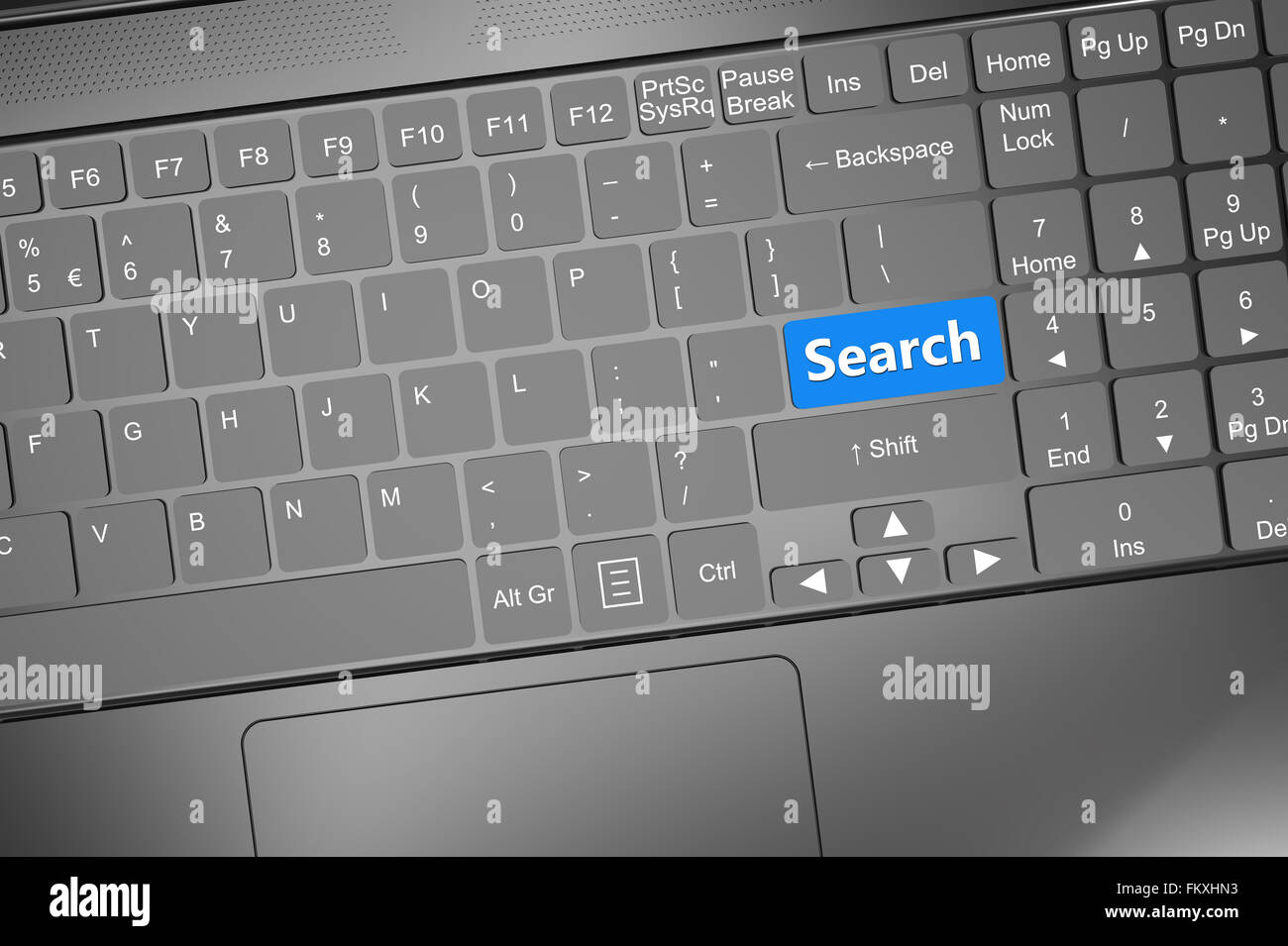 Keyboard with search text: 3D render illustration Stock Photo - Alamy