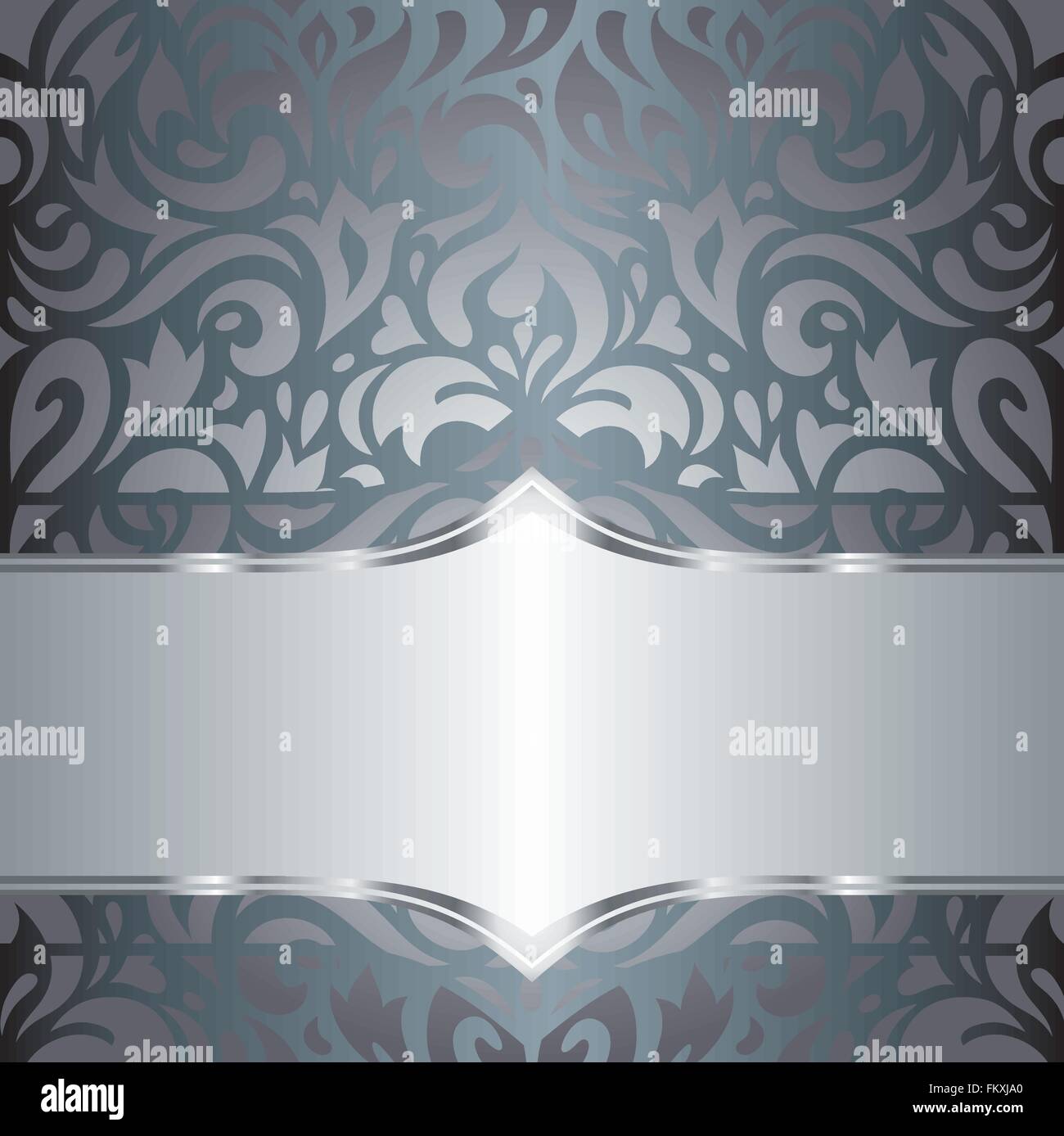 Silver floral luxury shiny holiday vintage invitation retro background ...