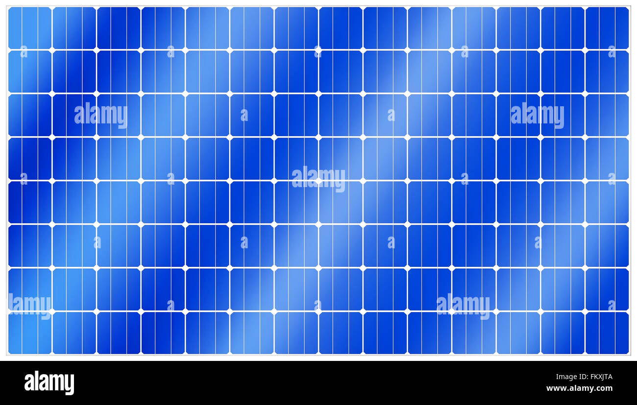 Detailed illustration of blue silicon photovoltaic electric solar panel ...