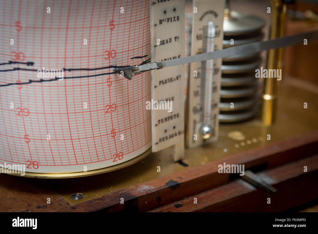 Barograph forecasting weather patterns and air pressure Stock Photo - Alamy