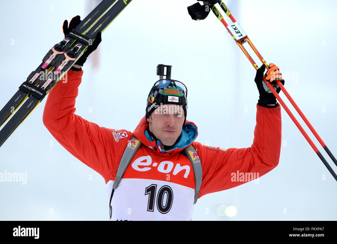 Oslo, Norway. 10th March, 2016. Silver medalist Dominik Landertinger of ...