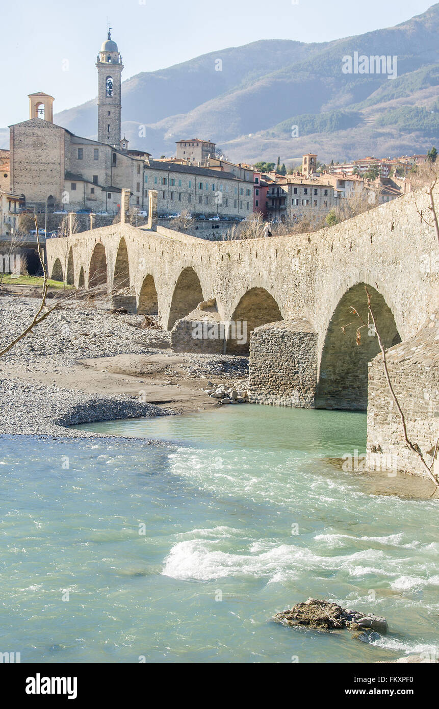 Bobbio pure water bridge Stock Photo - Alamy