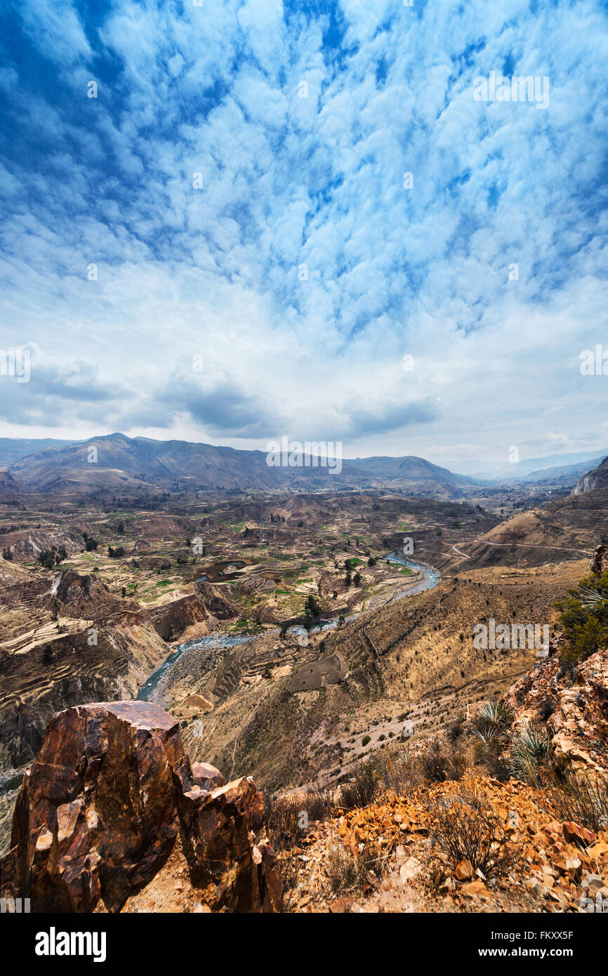 mountain river and the valley of terraced Stock Photo - Alamy