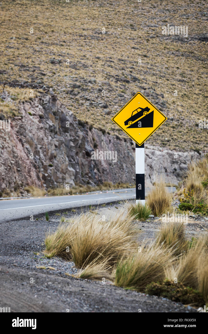road sign on a mountain road Stock Photo - Alamy