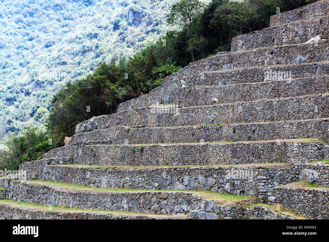 stone terraces on the mountain of Machu Picchu Stock Photo - Alamy