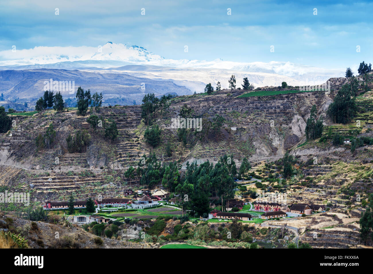 beautiful village in a mountain valley Stock Photo - Alamy