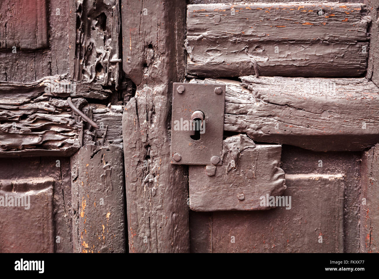 keyhole on an old wooden door Stock Photo - Alamy