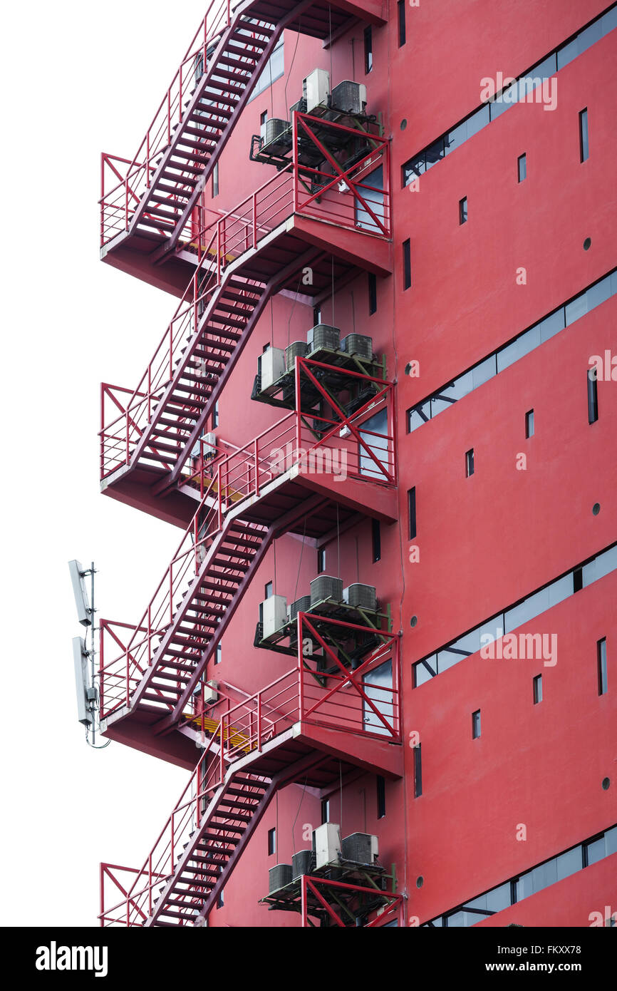 fire escape on a red building Stock Photo - Alamy