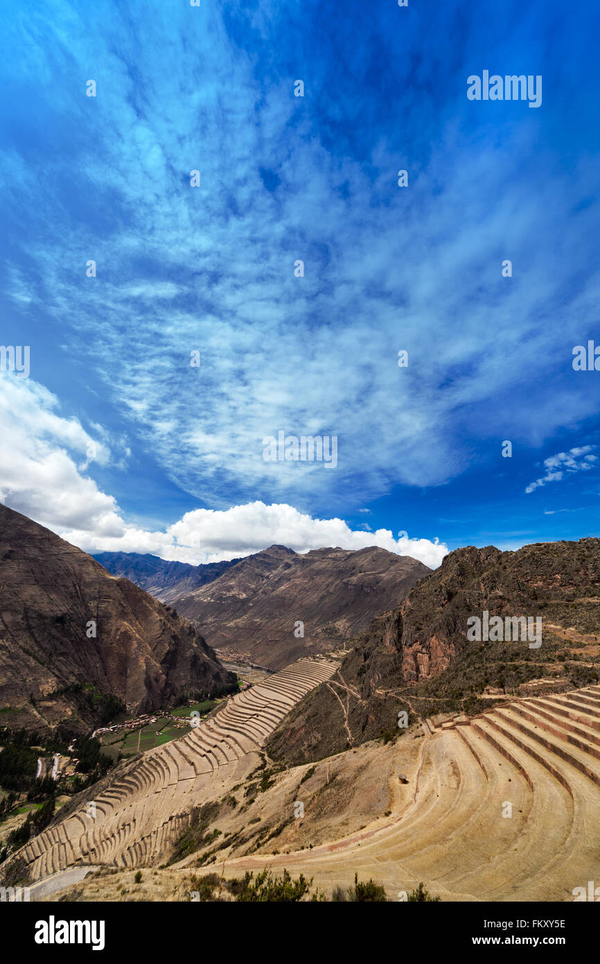 terraces and village in the Andes Stock Photo - Alamy