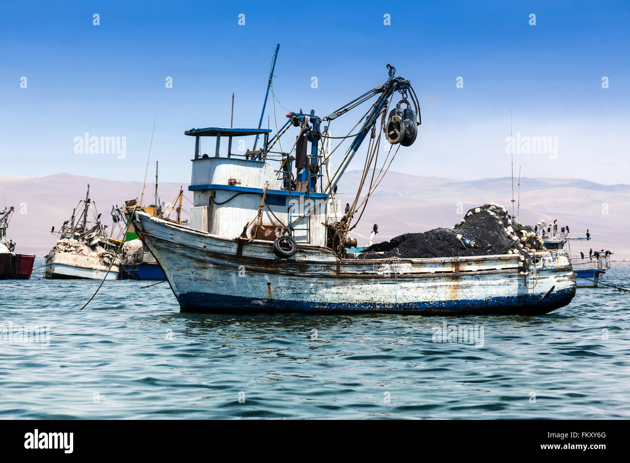 fishing boat in the bay of the Pacific Ocean Stock Photo - Alamy