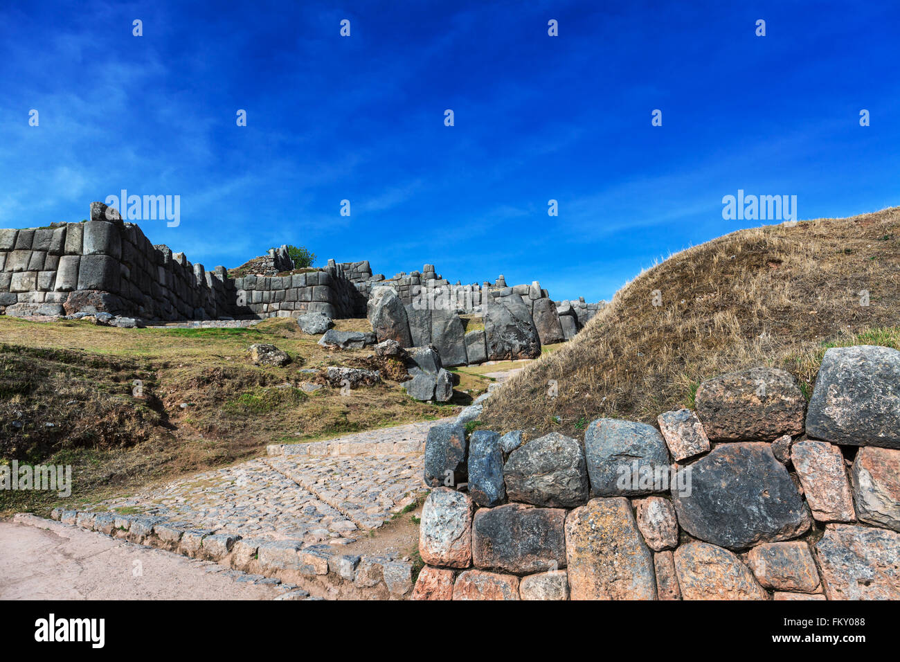 Inca ancient fortress on a sunny day Stock Photo - Alamy