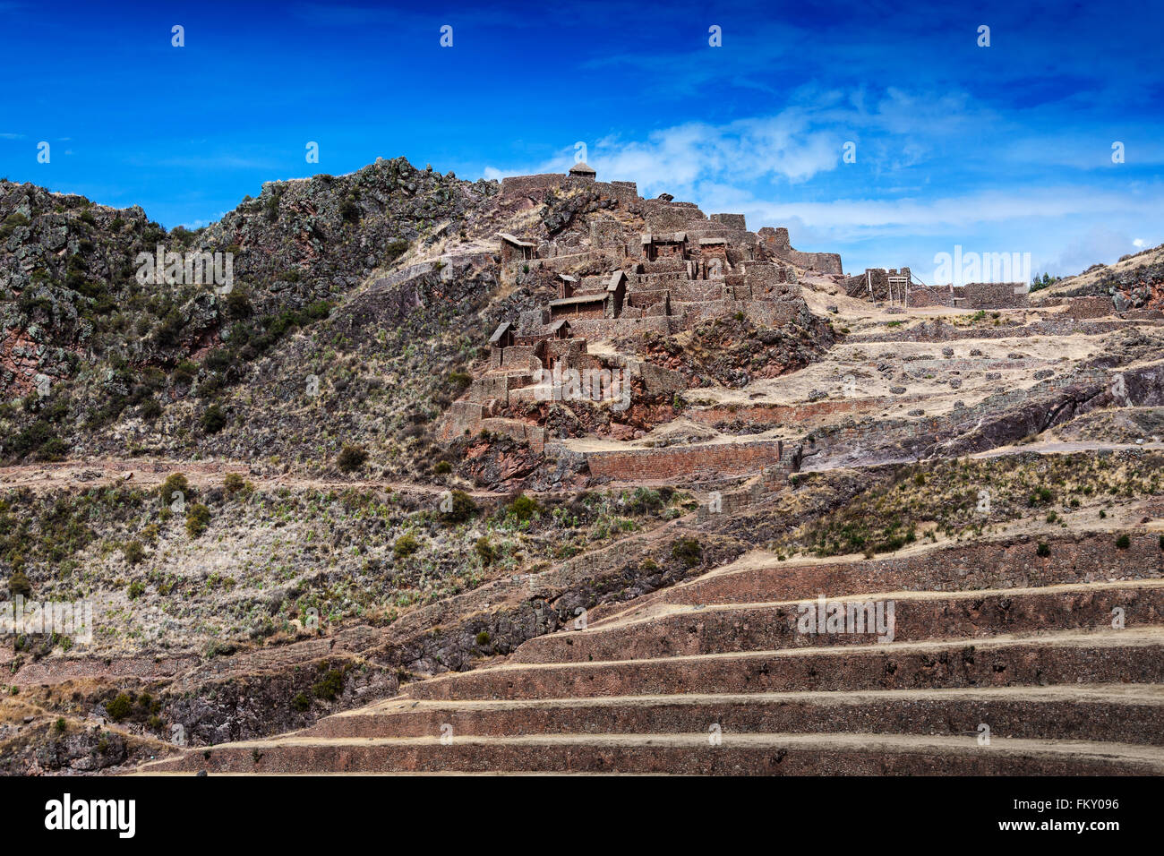 Inca ancient fortress in the mountains Stock Photo - Alamy