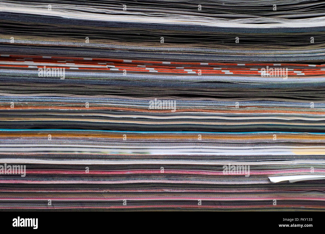 Stack of magazines. Close up Stock Photo - Alamy